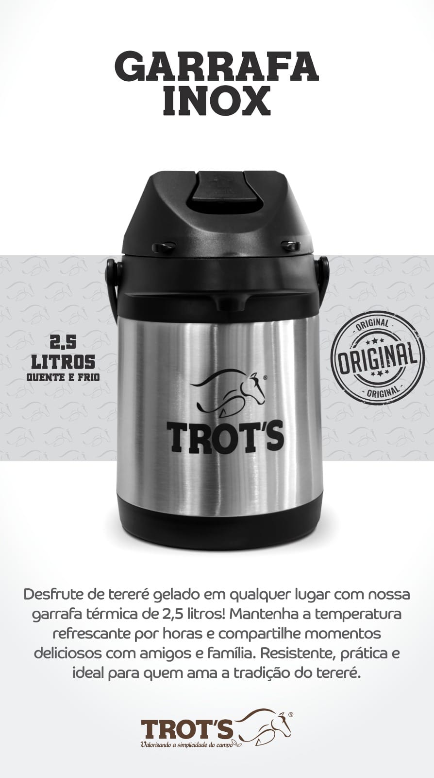 Garrafa Térmica Trot's 2,5L - Inox – TROT'S - Loja Oficial